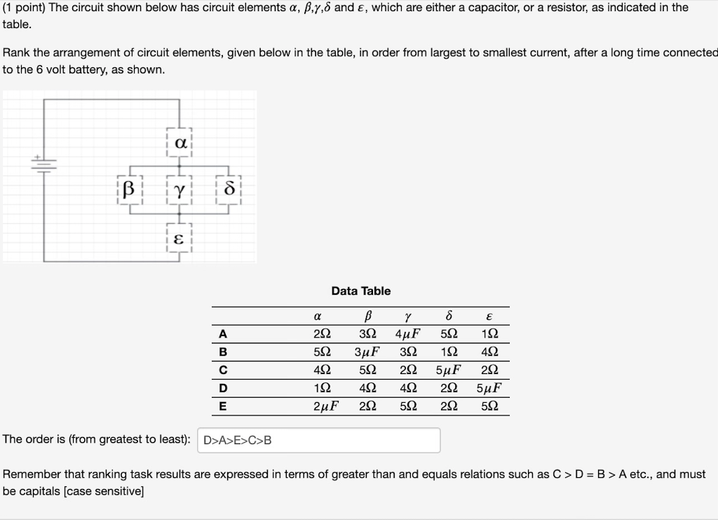 Solved (1 point) The circuit shown below has circuit | Chegg.com