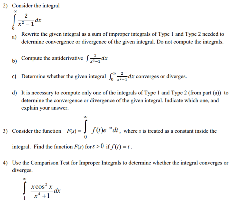 Solved 2) Consider the integral Rewrite the given integral | Chegg.com