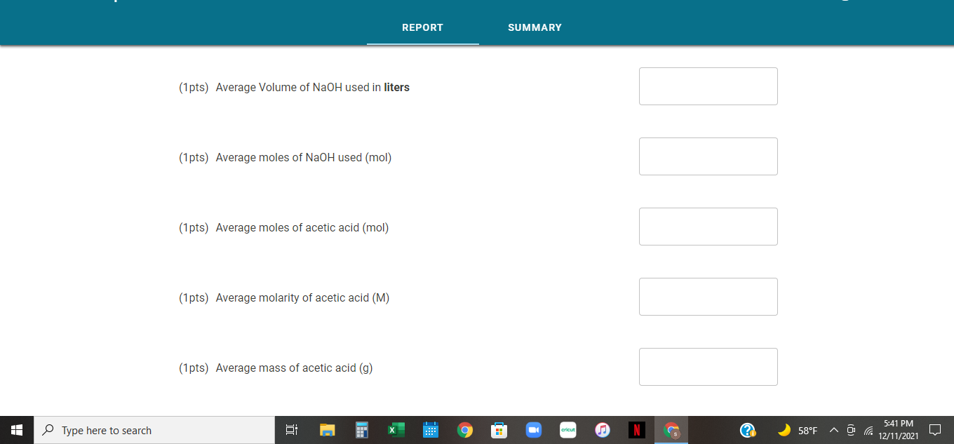 Solved REPORT SUMMARY Table 2. Titration data Trial 1 Trial | Chegg.com