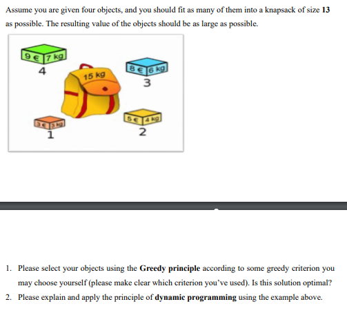 Solved Assume you are given four objects, and you should fit | Chegg.com