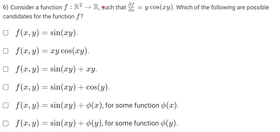Solved 6) Consider a function f : R² → R, such that of = y | Chegg.com