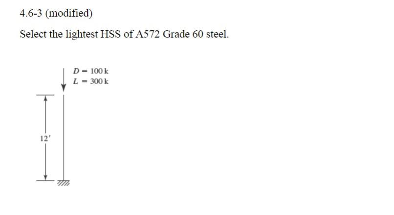 Solved Select the lightest HSS of A572 Grade 60 steel. | Chegg.com
