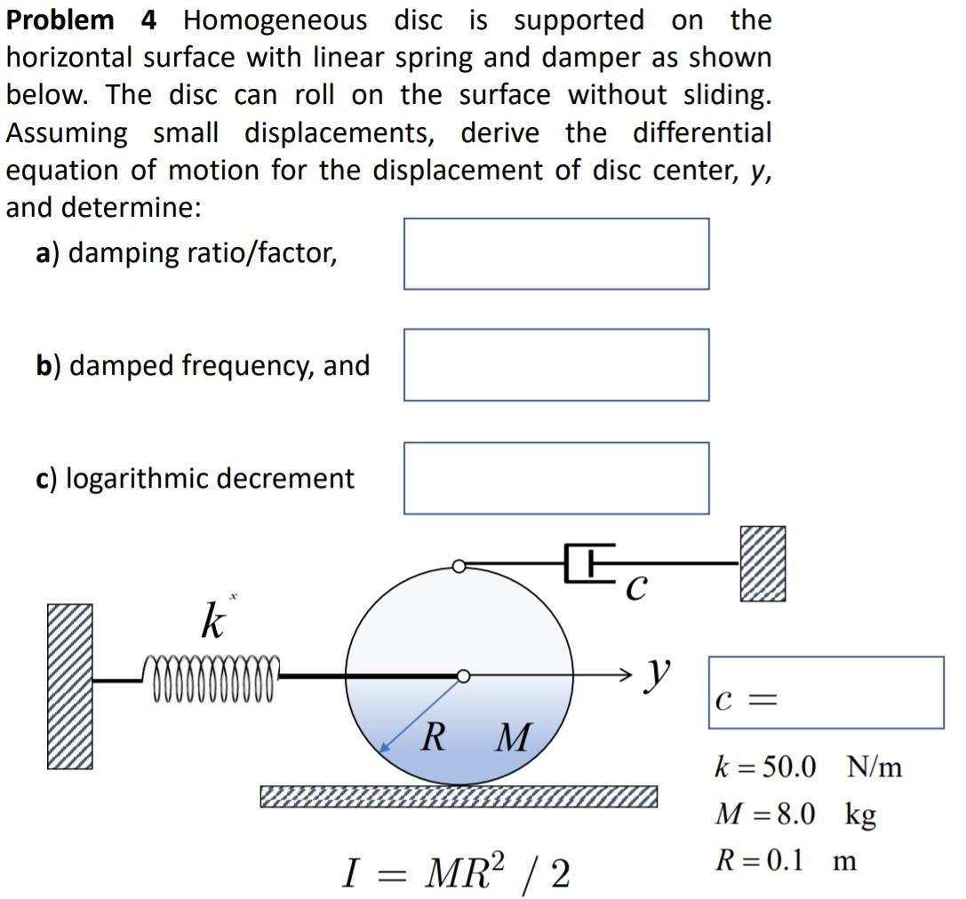 Solved Problem 4 Homogeneous disc is supported on the | Chegg.com