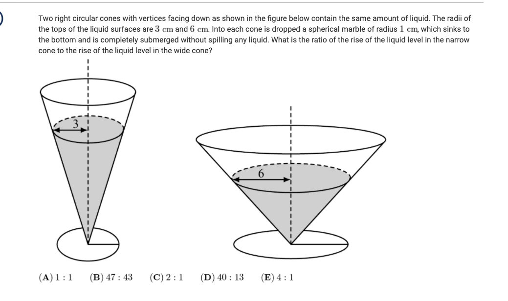 Solved Two right circular cones with vertices facing down as | Chegg.com