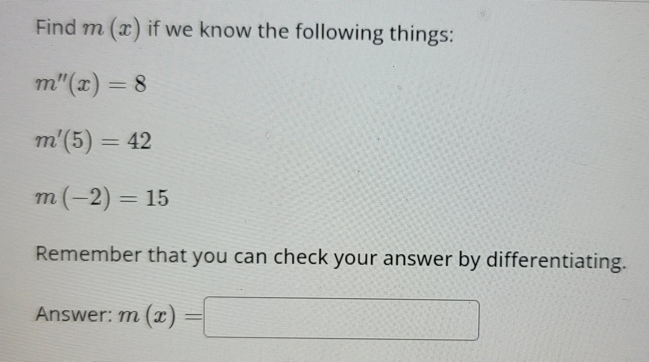 Solved Find m(x) ﻿if we know the following | Chegg.com