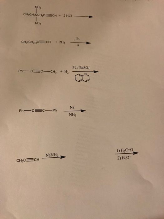 Solved Pt Pd/BaSO4 Na NH3 1) H2C-O 2) H0 NaNH2 | Chegg.com