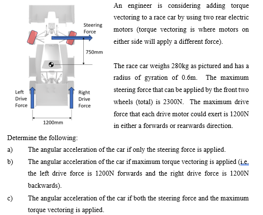 Solved An engineer is considering adding torque vectoring to | Chegg.com
