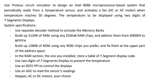 Solved Use Proteus circuit simulator to design an Intel 8086 | Chegg.com
