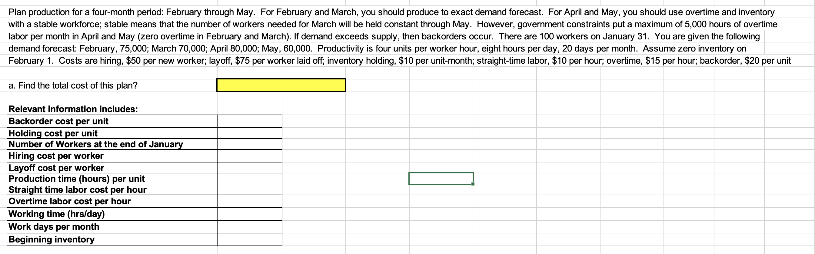 Solved Plan production for a four-month period: February | Chegg.com