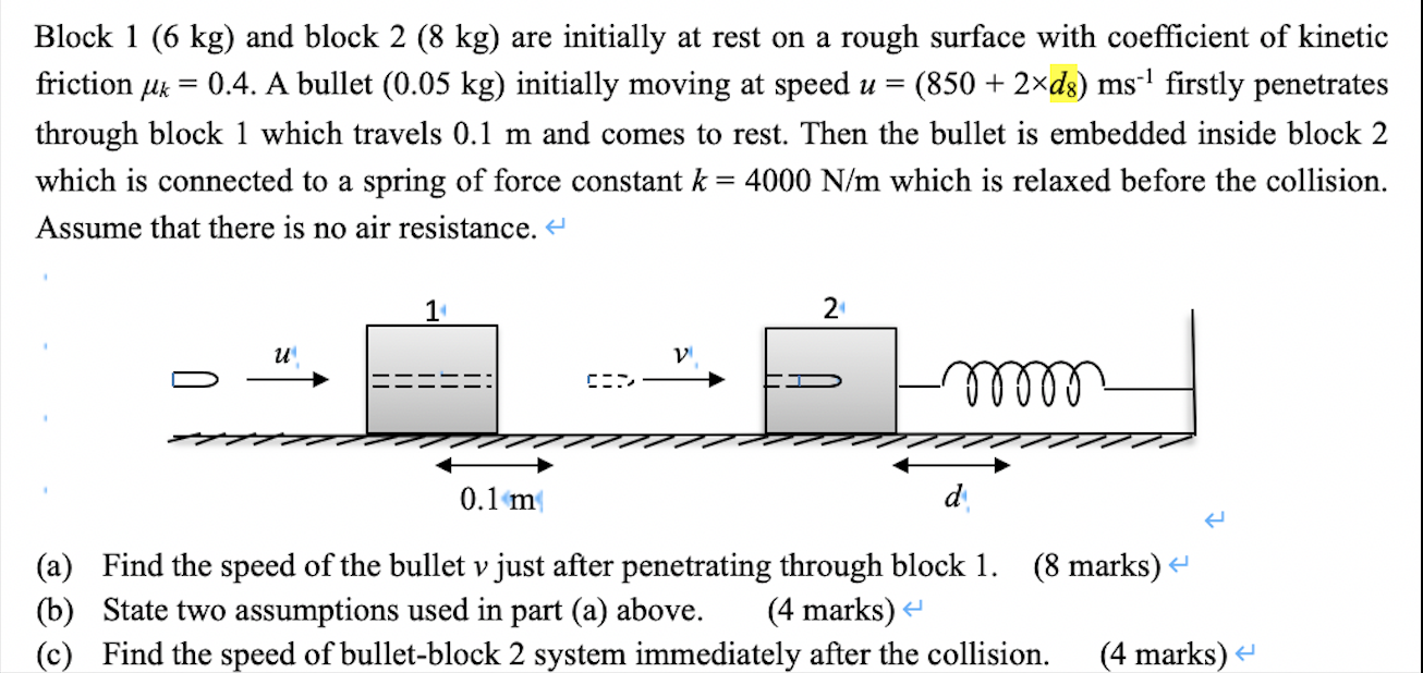 Solved Block 1 (6 kg) and block 2 (8 kg) are initially at | Chegg.com