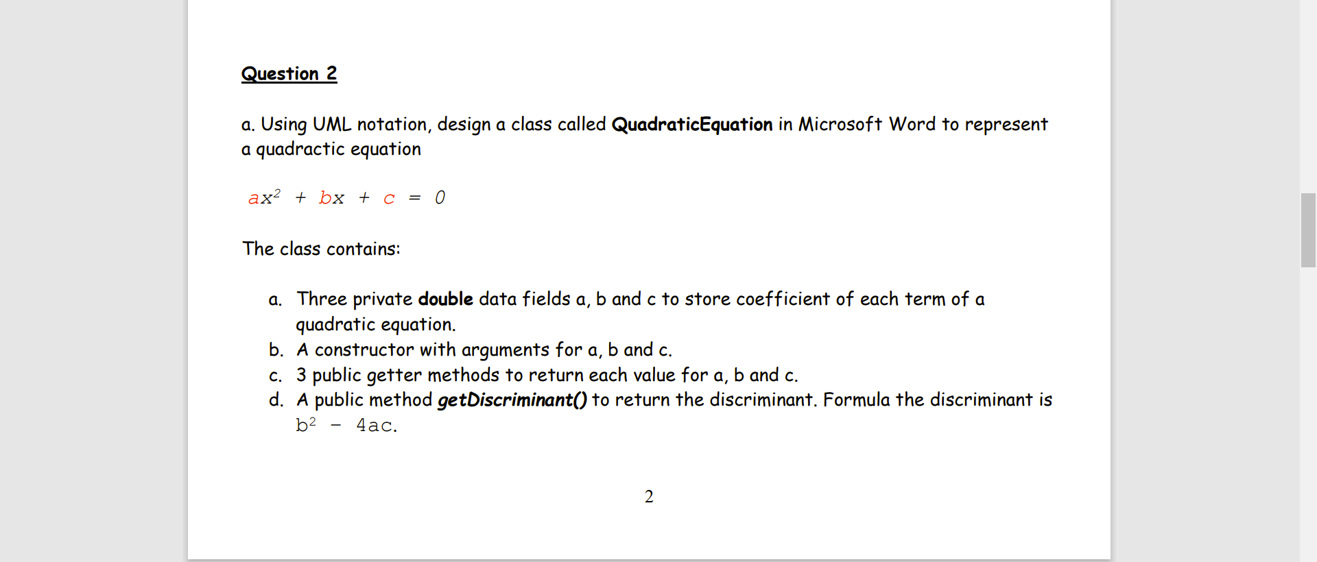 Solved A Using Uml Notation Design A Class Called 