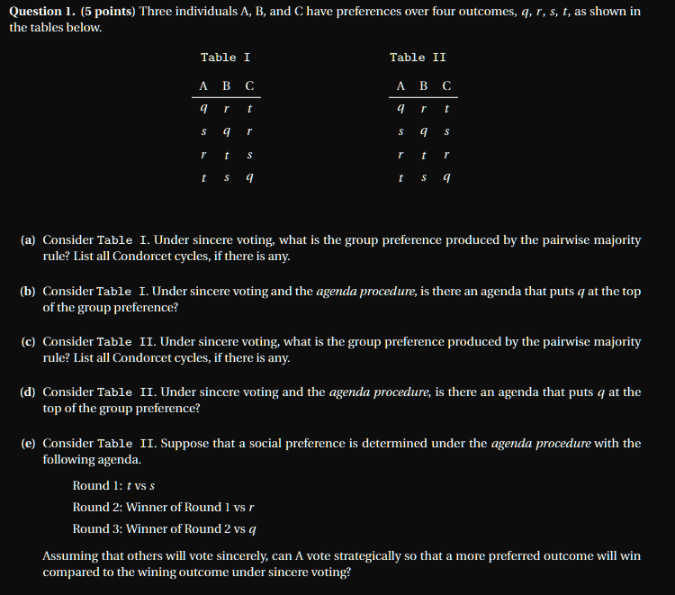 Solved Question 1. (5 points) Three individuals A, B, and C | Chegg.com