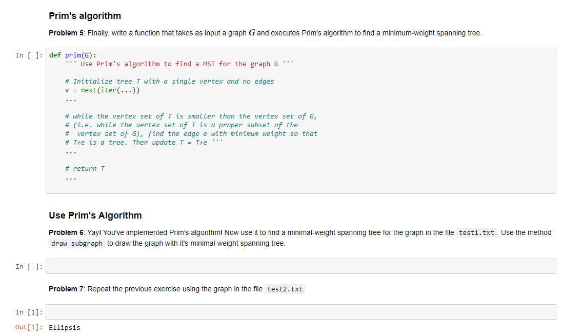 Solved Prim S Algorithm Recall Prim S Algorithm Finding Mst Minimal Wieght Spanning Tree T