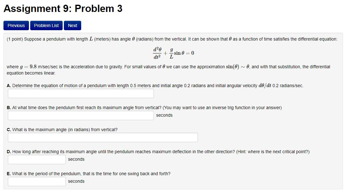Solved Assignment 9 Problem 3 Previous Problem List Next 1 7253