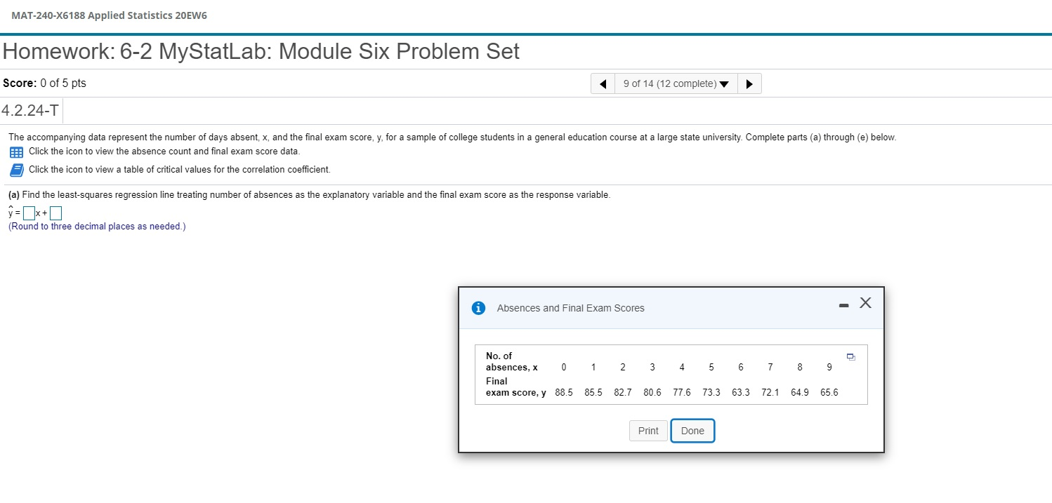 Solved MAT-240-X6188 Applied Statistics 20EW6 Homework: 6-2 | Chegg.com