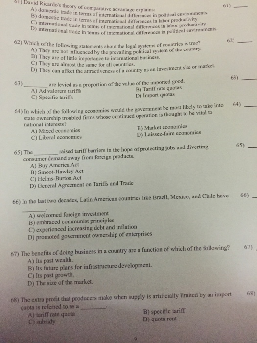 Solved David Ricardo's theory of comparative advantage | Chegg.com