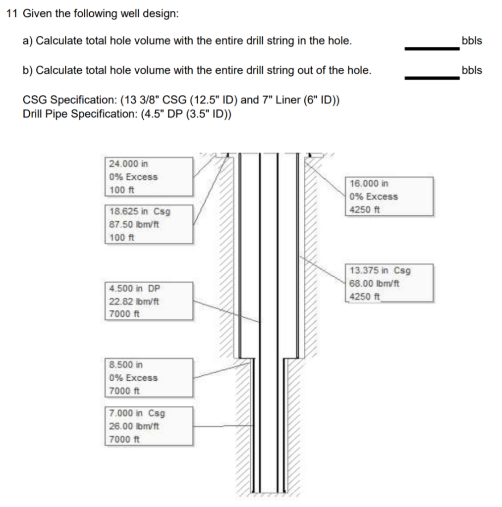 11 Given the following well design: a) Calculate | Chegg.com