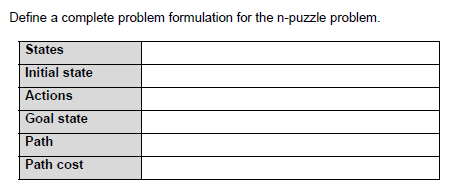 Solved Define a complete problem formulation for the | Chegg.com