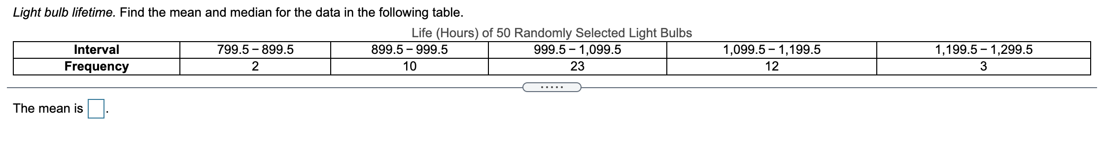 Solved Light Bulb Lifetime Find The Mean And Median For The