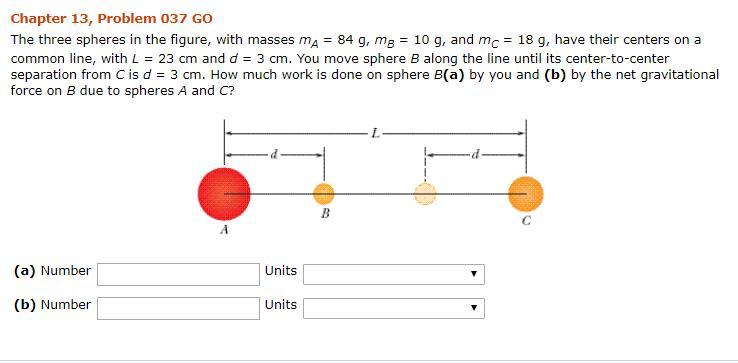 Solved Chapter 13, Problem 037 GO The three spheres in the | Chegg.com