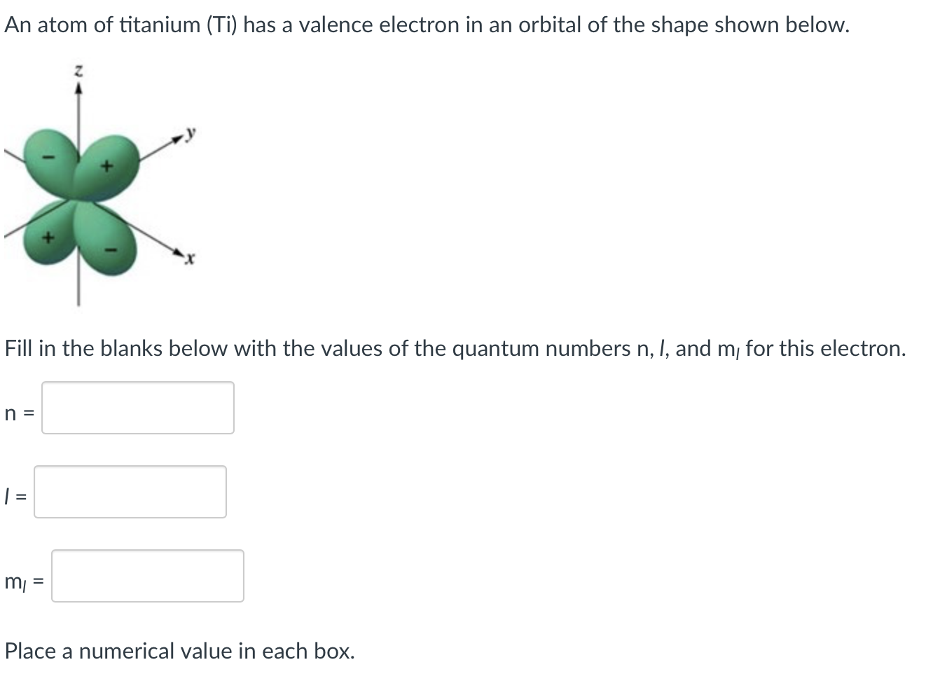 Solved An atom of titanium (Ti) has a valence electron in an | Chegg.com