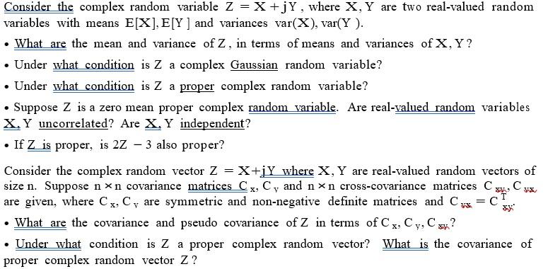 Consider the complex random variable Z = X+jY, where | Chegg.com
