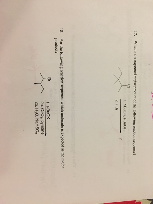 Solved What Is The Expected Major Product Of The Following