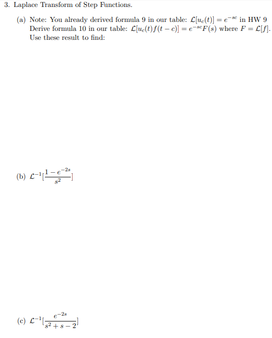 Solved 3. Laplace Transform of Step Functions. (a) Note: You | Chegg.com