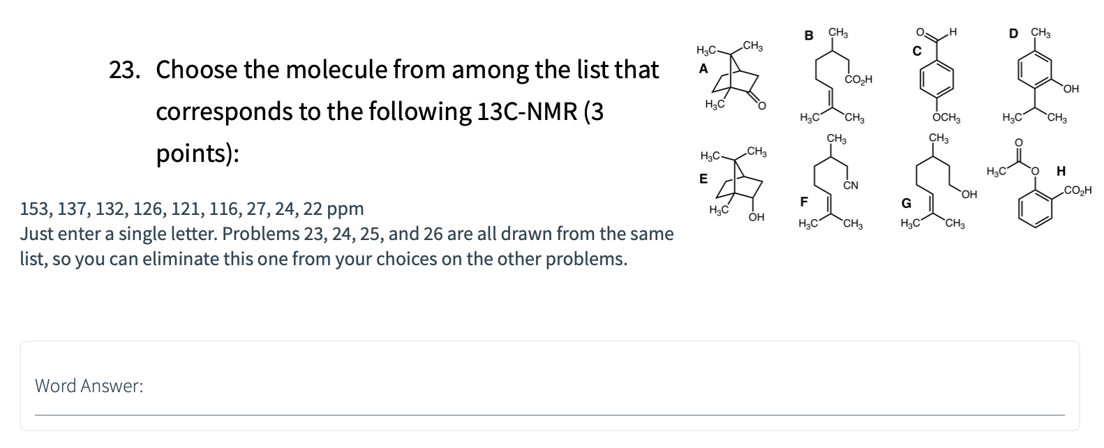 Solved B CH3 D H2CCH A - CO2H OH 23. Choose the molecule | Chegg.com
