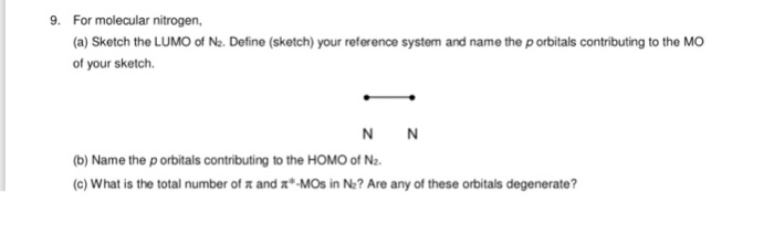 Solved For molecular nitrogen, (a) Sketch the LUMO of N. | Chegg.com