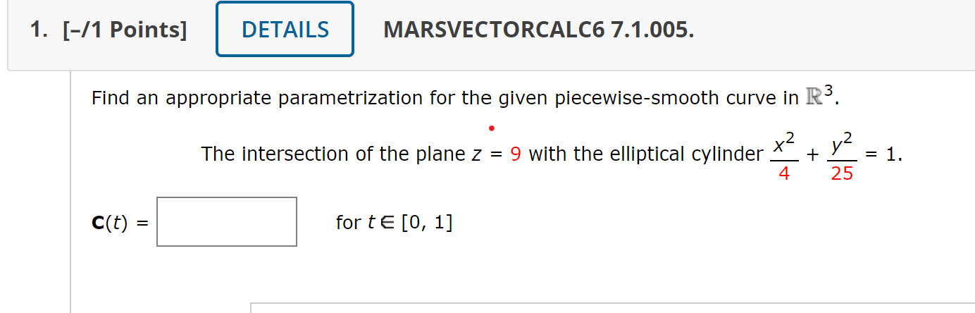 Solved Find An Appropriate Parametrization For The Given