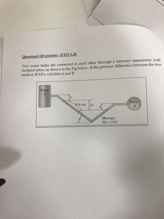 Solved Question3 (20 points) - (CLO1.2 Two water tanks are | Chegg.com
