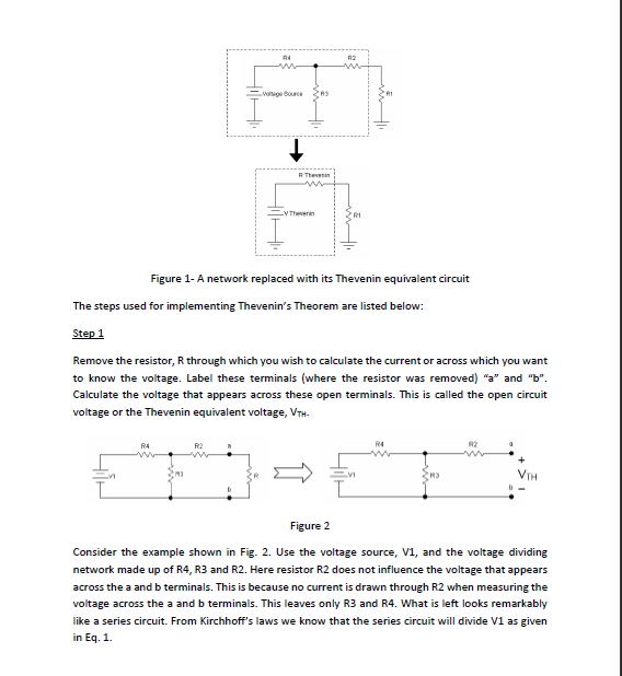 Solved Experiment #4- Thevenin and Norton Equivalent | Chegg.com