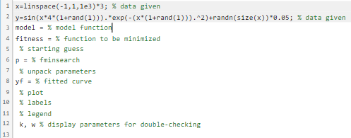 Solved Write a script to that uses fminsearch to fit | Chegg.com