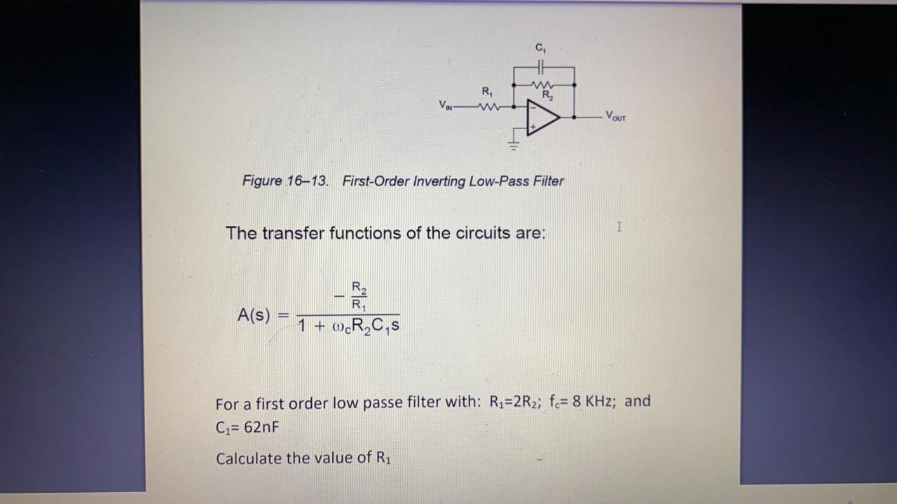 Solved C, R. VW R Vout Figure 16–13. First-Order Inverting | Chegg.com