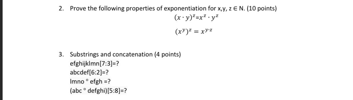 Solved 2. Prove the following properties of exponentiation | Chegg.com