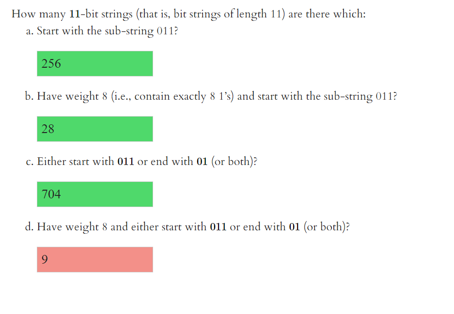 Solved How Many 11 Bit Strings That Is Bit Strings Of 1164