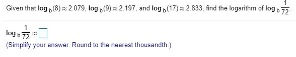 Solved Given that log (8) 22.079, log (9) 2.197, and | Chegg.com