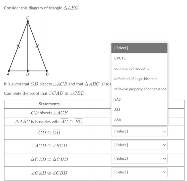 Solved Consider this diagram of triangle AABC. с Select) | Chegg.com