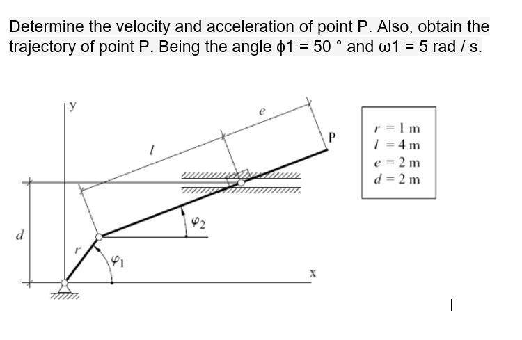 Solved Determine the velocity and acceleration of point P. | Chegg.com