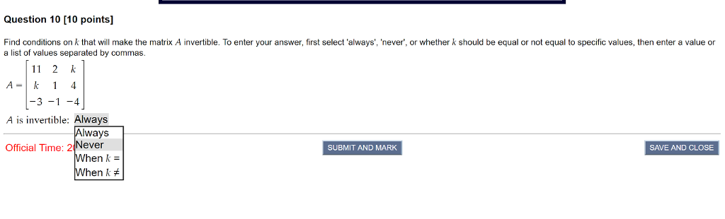 Solved Question 10 [10 points] Find conditions on k that | Chegg.com