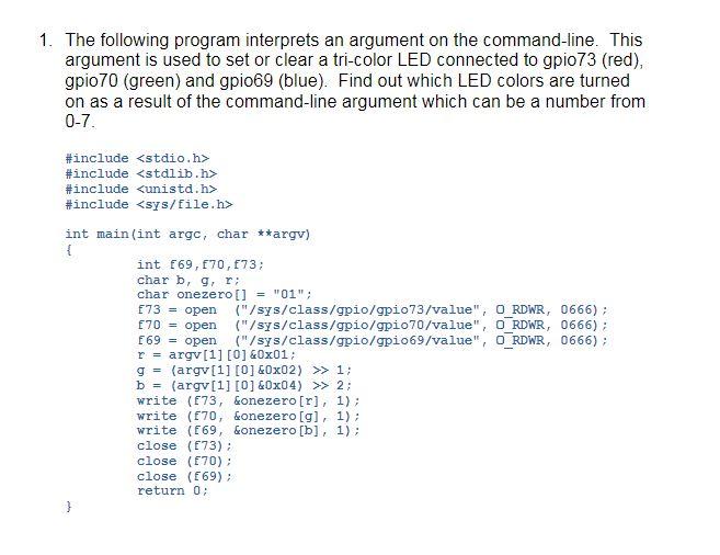 Solved 1 The Following Program Interprets An Argument On