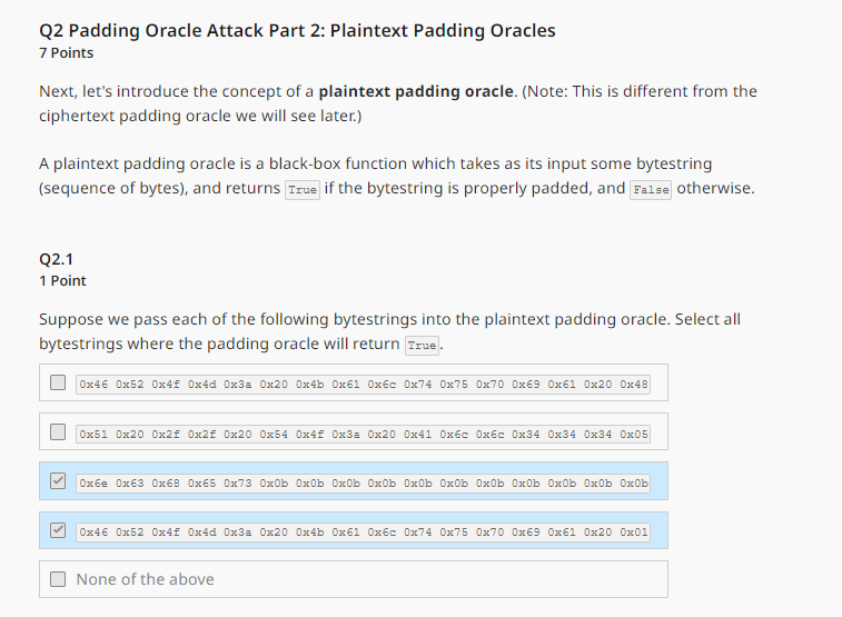 Solved Q2 Padding Oracle Attack Part 2 Plaintext Padding 
