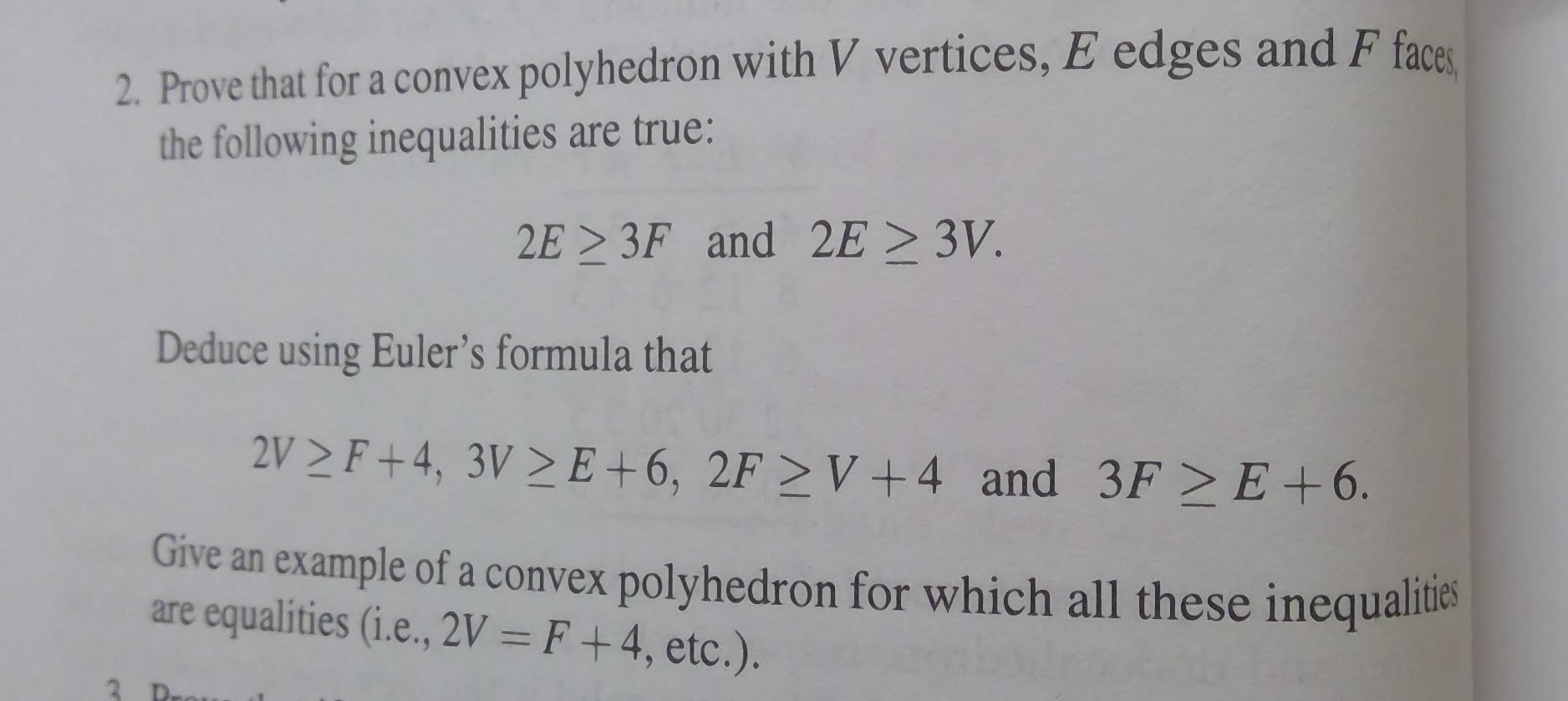 Solved 2. Prove that for a convex polyhedron with V | Chegg.com
