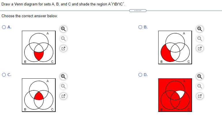 Solved Draw a Venn diagram for sets A, B, and C and shade | Chegg.com