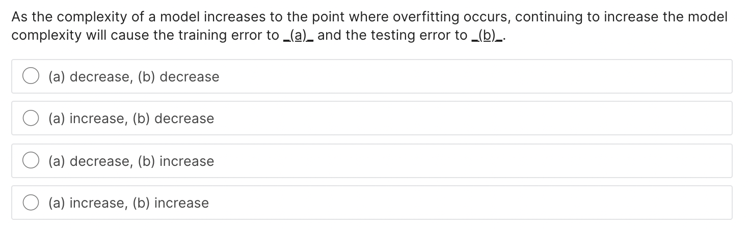 Solved As the complexity of a model increases to the point | Chegg.com