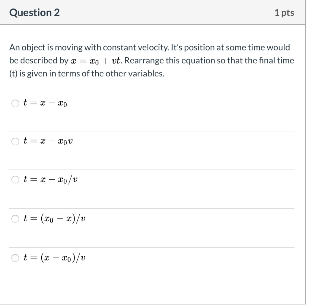 Solved Question 2 1 pts An object is moving with constant | Chegg.com