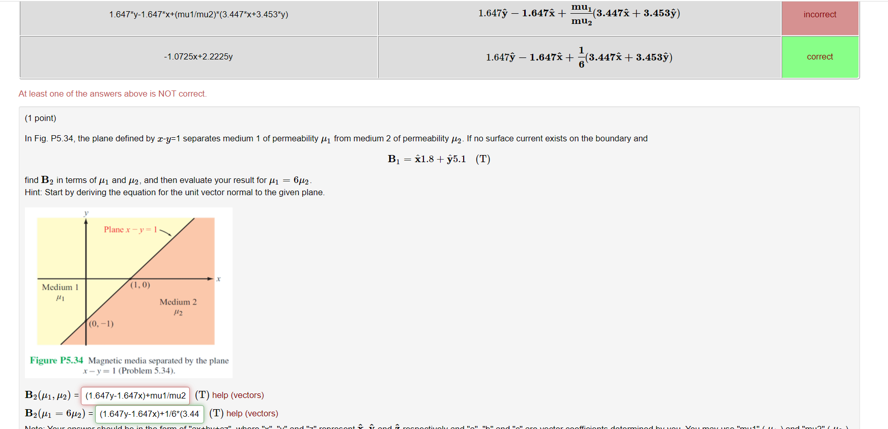 Solved 1.647*y-1.647*x+(mu1/mu2)*(3.447*x+3.453*y) 1.647ỹ – | Chegg.com
