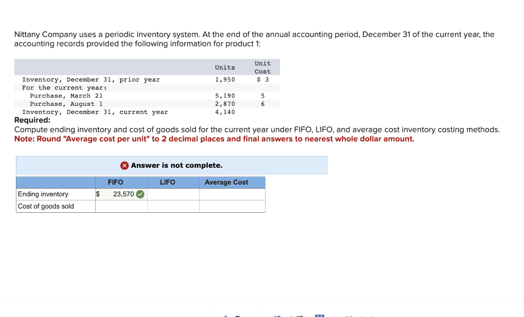 Solved Nittany Company uses a periodic inventory system. At | Chegg.com