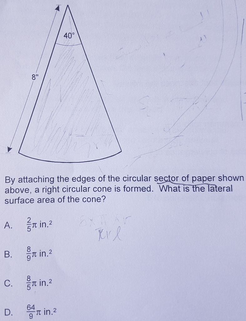 Solved 40° By attaching the edges of the circular sector of | Chegg.com